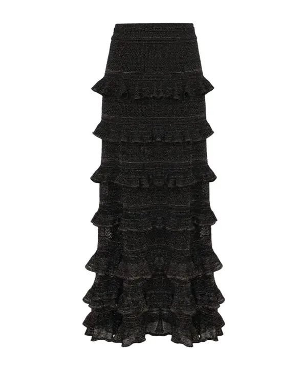 Zimmermann Rebellion Frill Midi Skirt - Black