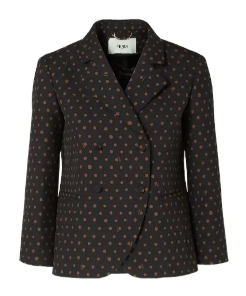 Fendi Double-breasted Falena Dots Printed Jacket - Black