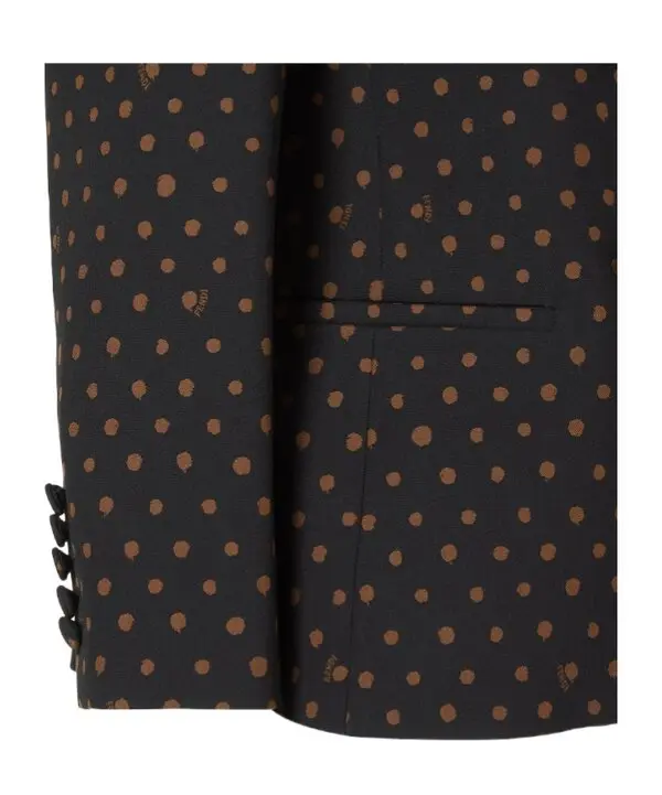 Fendi Double-breasted Falena Dots Printed Jacket - Black