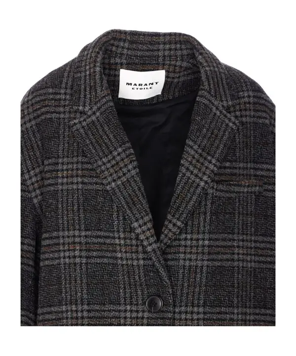 Isabel Marant Étoile Checked Long Sleeve Coat - Black