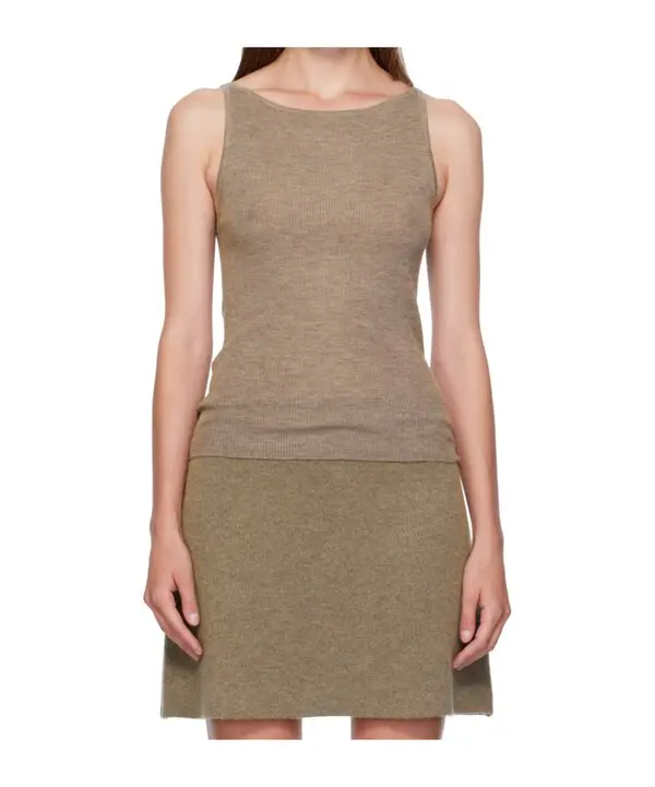 LISA YANG Lynette Ribbed Cashmere Tank Top - Taupe