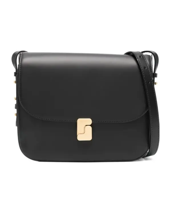 Soeur Flap-over Shoulder Bag - Black