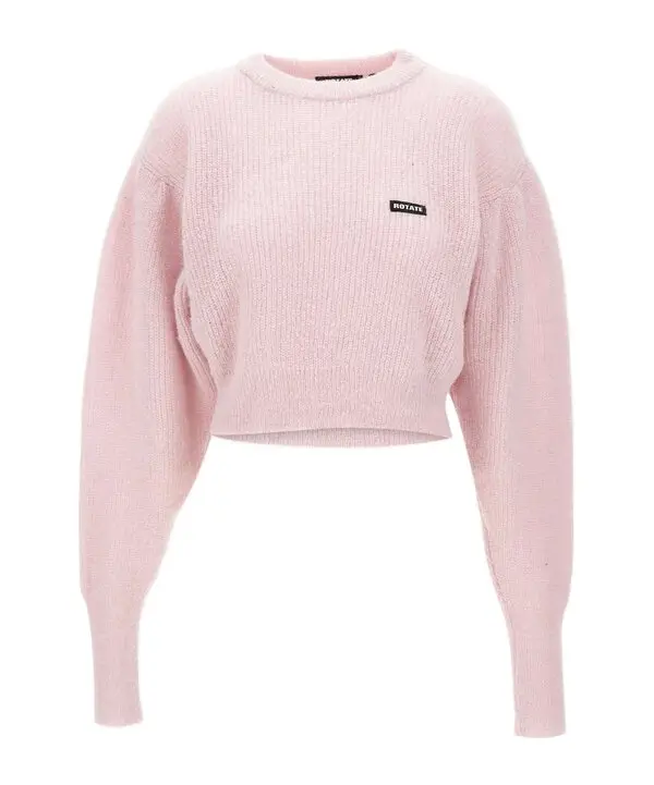 ROTATE BY BIRGER CHRISTENSEN Cropped Ribbed Crewneck Jumper - No