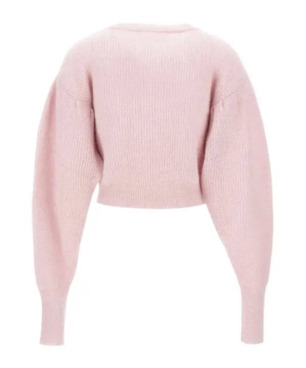 ROTATE BY BIRGER CHRISTENSEN Cropped Ribbed Crewneck Jumper - Pink