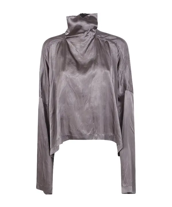 Rick Owens High Neck Long Sleeve Blouse - Gray