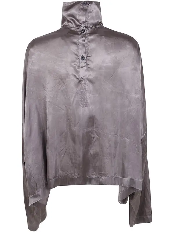 Rick Owens High Neck Long Sleeve Blouse - Gray