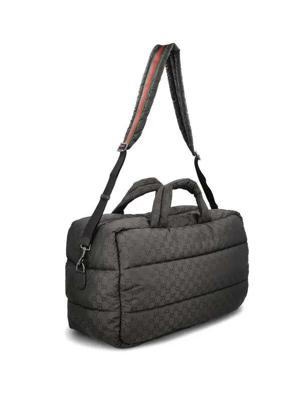 Gucci Monogrammed Padded Tote Bag With Web Stripe