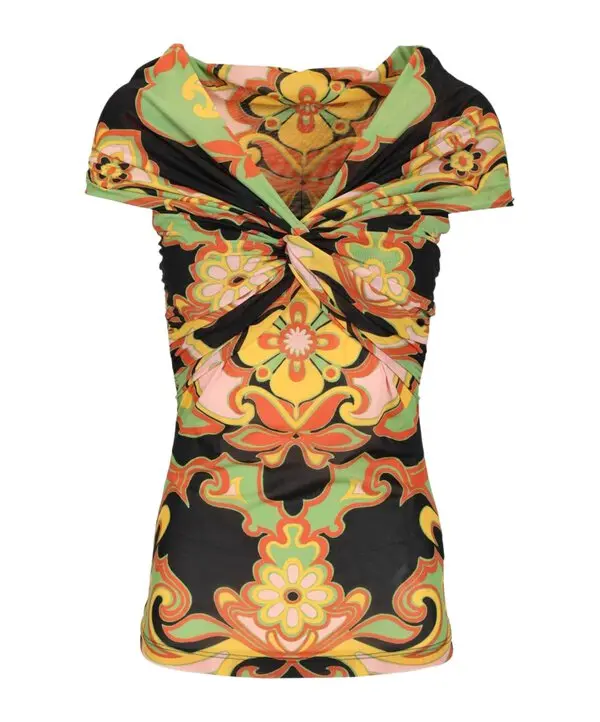 Etro Draped Floral Print Off-shoulder Top