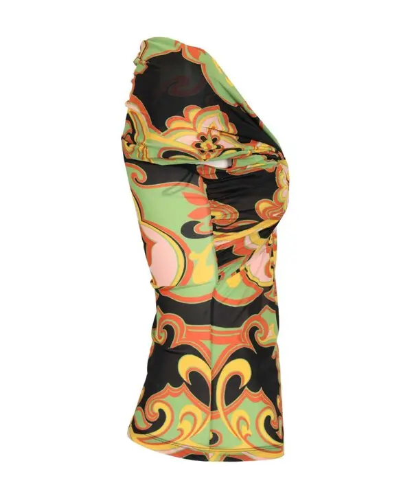 Etro Draped Floral Print Off-shoulder Top