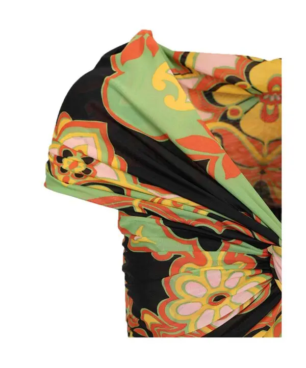 Etro Draped Floral Print Off-shoulder Top