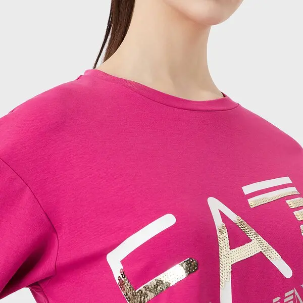 EA7 Sequined Logo Long Sleeve Crewneck Sweater