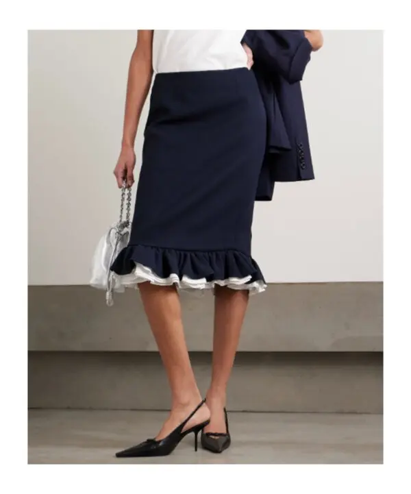 SHUSHU/TONG Ruffled Layered Midi Skirt