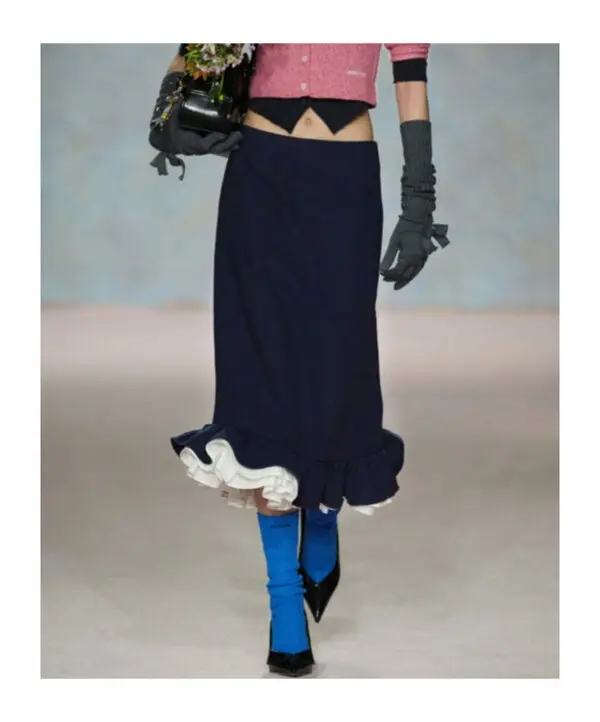 SHUSHU/TONG Ruffled Layered Midi Skirt