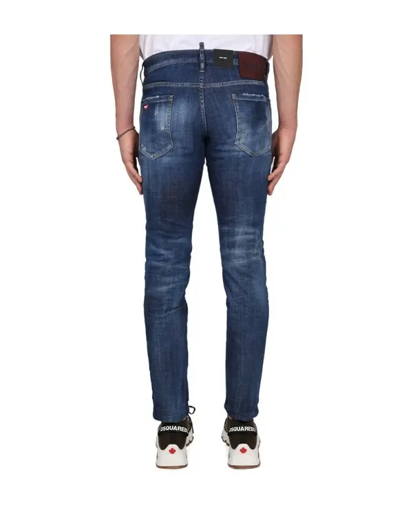 Dsquared2 Logo Patch Low-rise Distressed Jeans - Blue