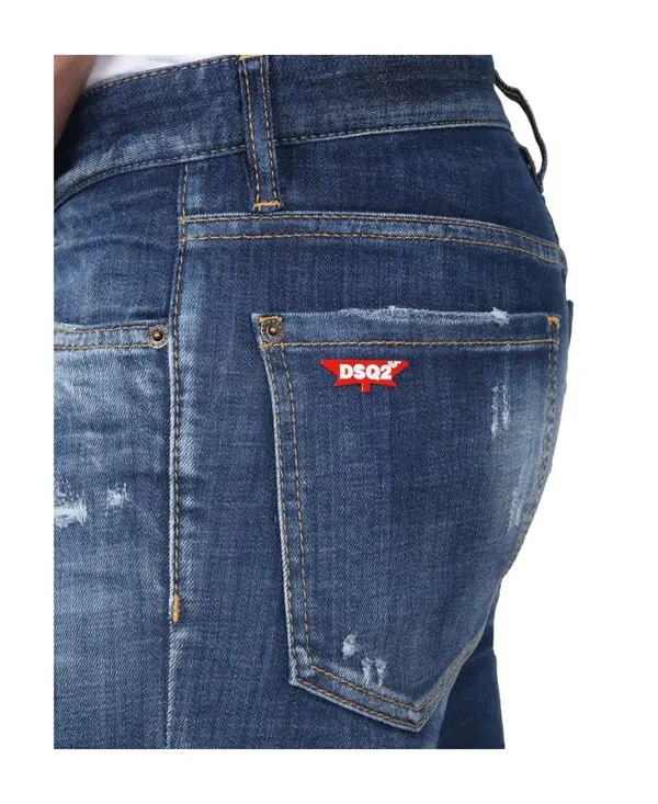 Dsquared2 Logo Patch Low-rise Distressed Jeans - Blue