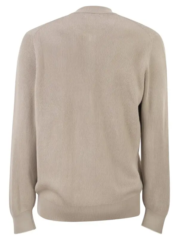 Brunello Cucinelli Zip-up Ribbed Cardigan - Nude