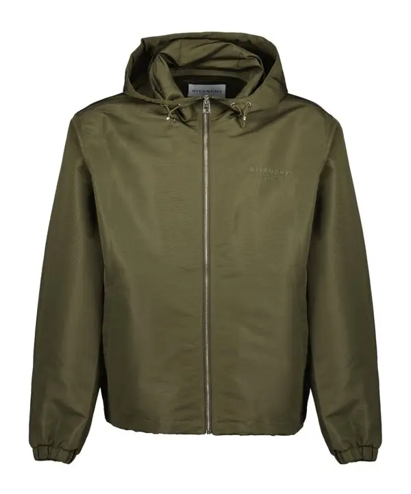Givenchy Zip-up Hooded Coat With Drawstring - Khaki