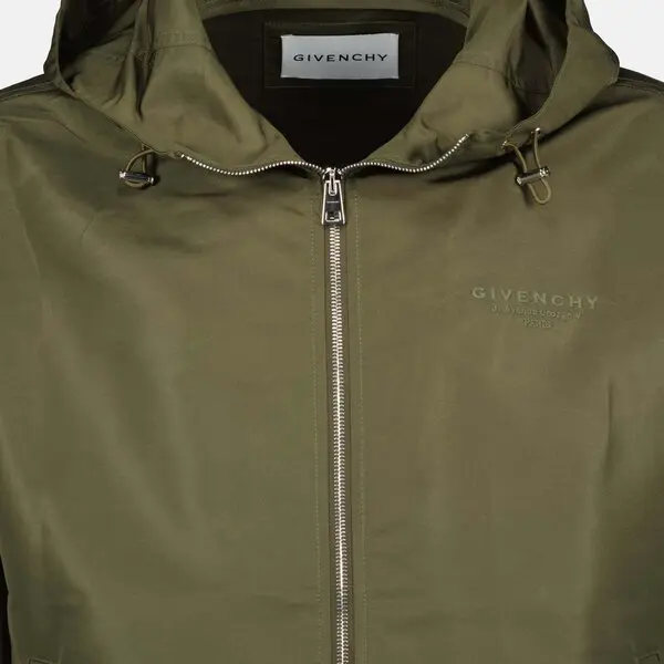 Givenchy Zip-up Hooded Coat With Drawstring - Khaki