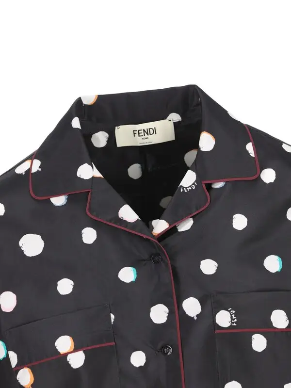 Fendi Falena Dots Printed Long Sleeve Shirt - Black