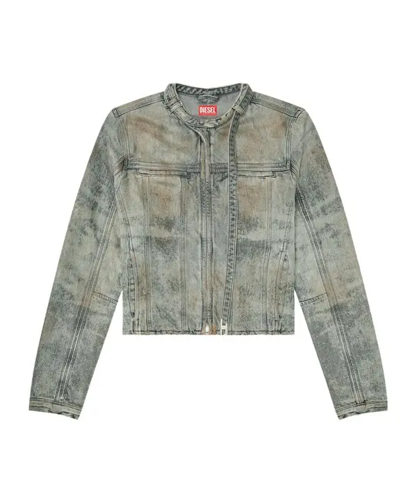 DIESEL® Slim Denim Jacket With Zip Closure - Grey