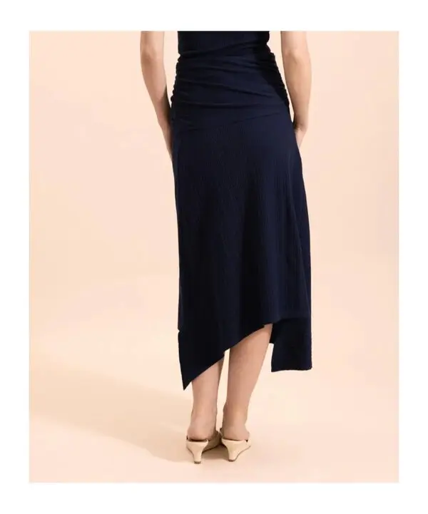 Victoria Beckham Ribbed Twist-front Skirt - Navy