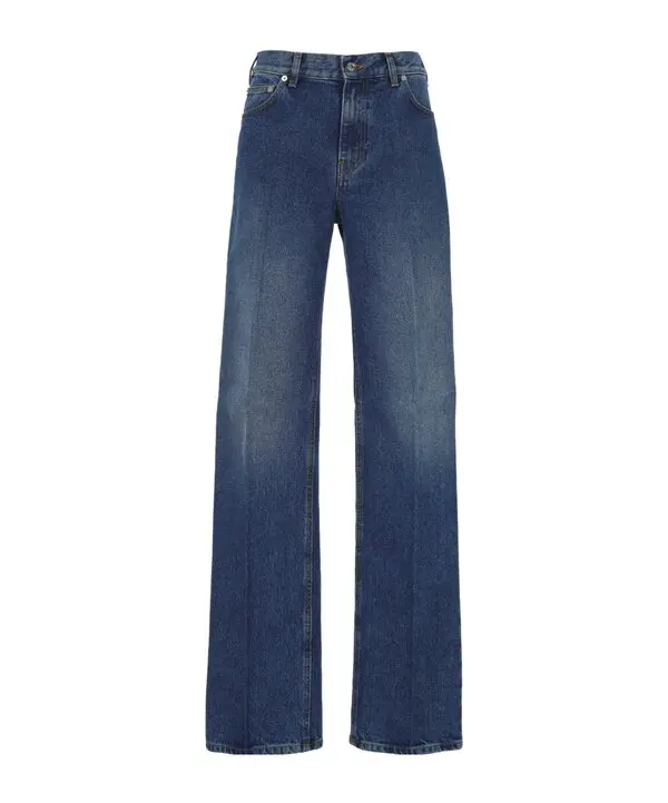 MUGLER Straight Leg Jeans With Logo Patch