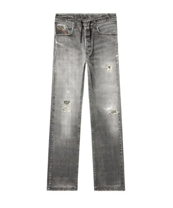 DIESEL® 2080 D-reel Relaxed Regular Waist Distressed Jeans - Grey