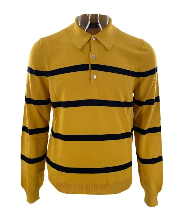 Dunhill Striped Long-sleeved Polo Shirt - Brown