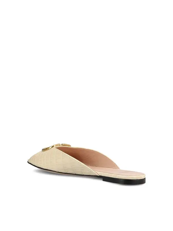 Valentino Garavani Vlogo Signature Embossed Slip-on Sandals - Nude