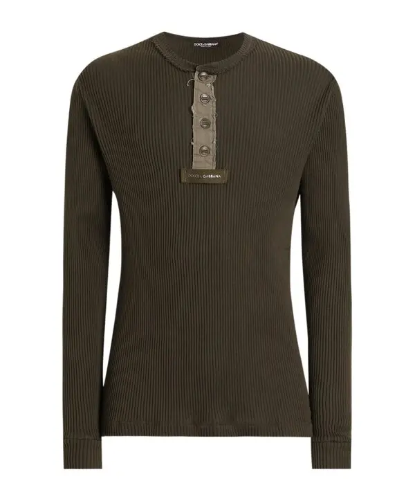 Dolce & Gabbana Ribbed Henley Knit Sweater