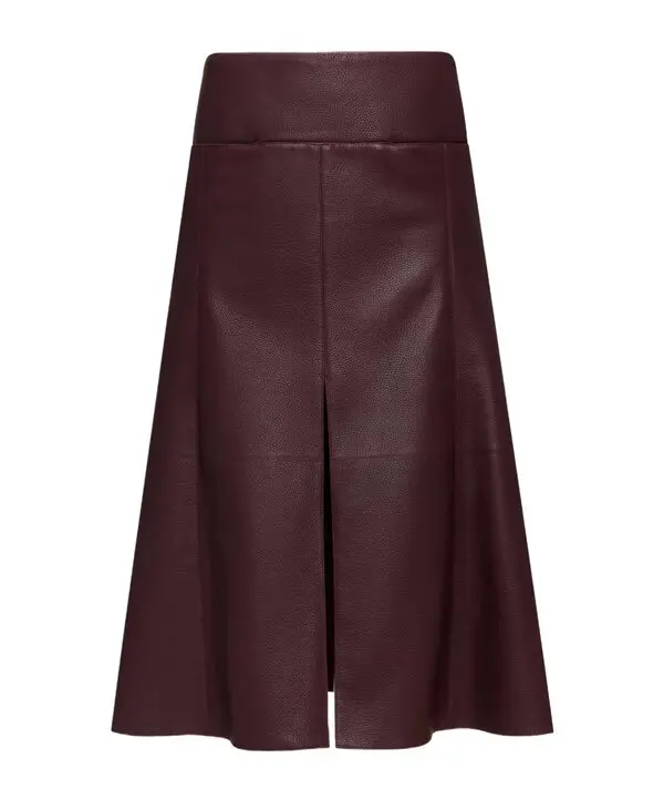 Alaïa Leather Slit Skirt - Plum Color