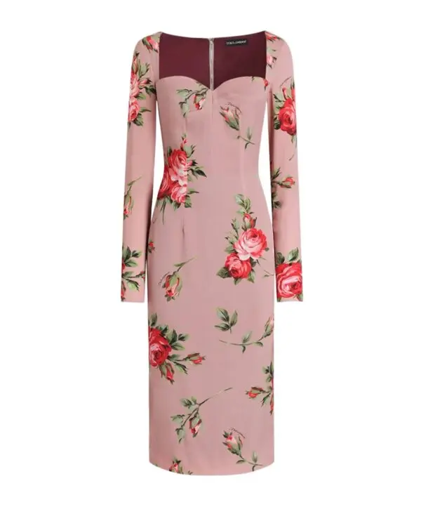 Dolce & Gabbana Rose Bouquet-printed Sheath Dress - Multicolor