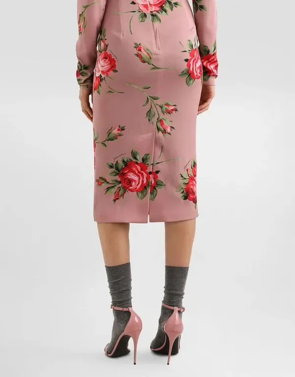 Dolce & Gabbana Rose Bouquet-printed Sheath Dress