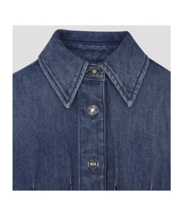 Givenchy Collared Long Sleeve Mini Denim Dress - Medium Blue