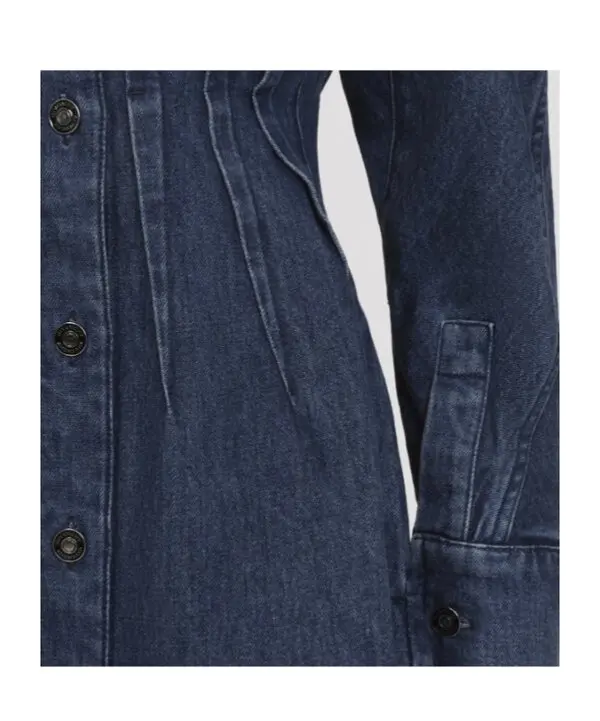 Givenchy Collared Long Sleeve Mini Denim Dress - Medium Blue