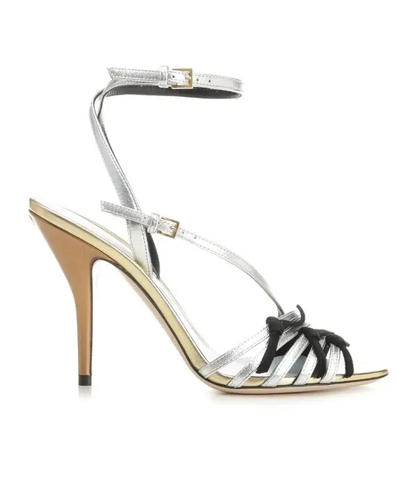 Valentino Garavani Strappy Knot Detailed Sandals - Silver
