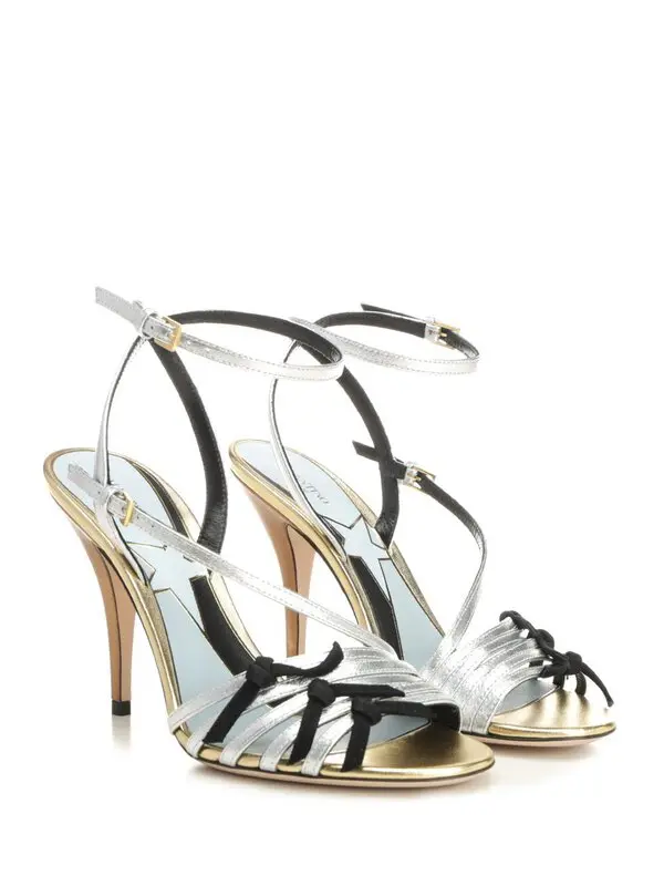 Valentino Garavani Strappy Knot Detailed Sandals - Silver