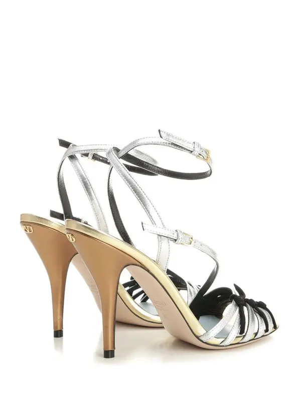 Valentino Garavani Strappy Knot Detailed Sandals - Silver