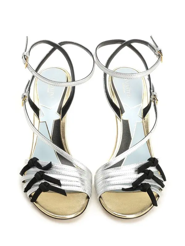 Valentino Garavani Strappy Knot Detailed Sandals - Silver