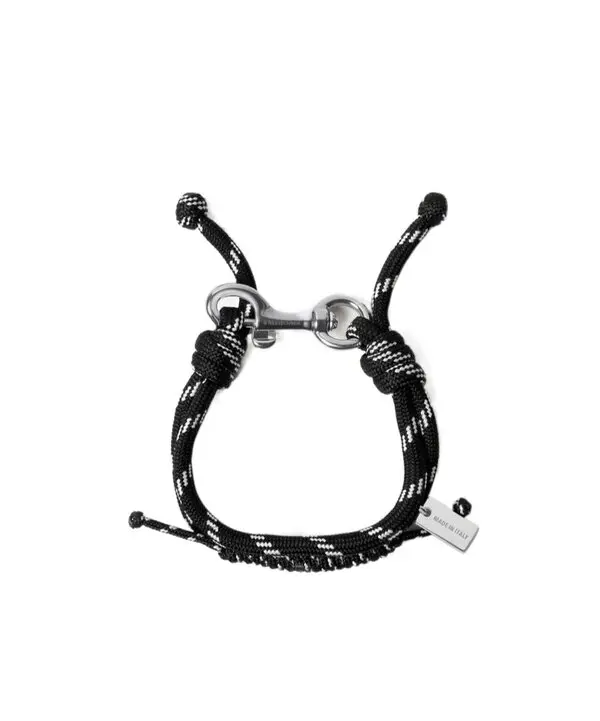 Balenciaga Malibu Cord Bracelet - Black/white/bright Silver