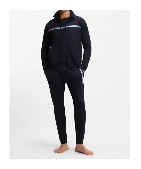 Hugo Boss Long-sleeved Zip-up Jacket With Stand Collar - Black