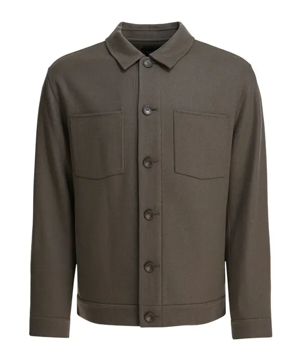 Vince Structured Wool-blend Jacket With Lapel Collar - Black