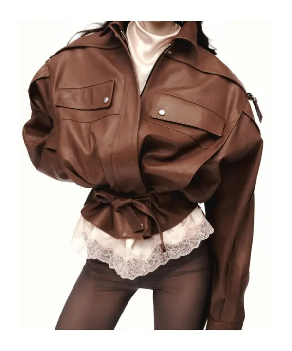 Magda Butrym Belted Leather Jacket - Brown