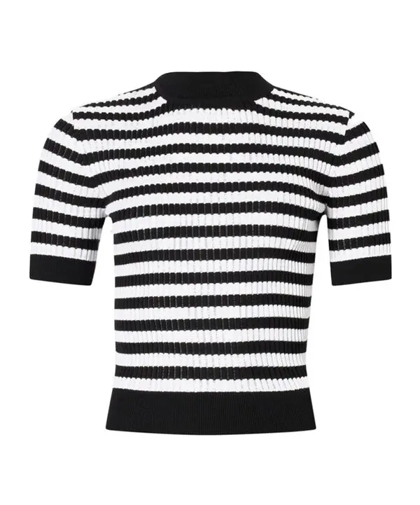PATOU Striped Ribbed Knit Sweater - Black