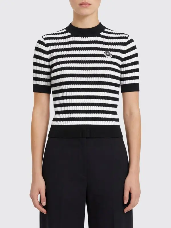 PATOU Striped Ribbed Knit Sweater - Black