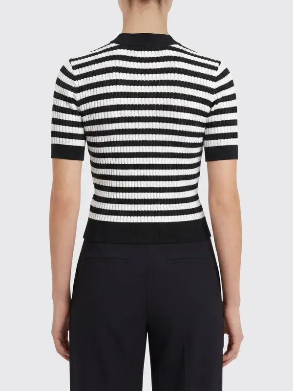 PATOU Striped Ribbed Knit Sweater - Black