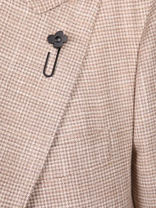 LARDINI Micro Houndstooth Two-button Blazer - Beige