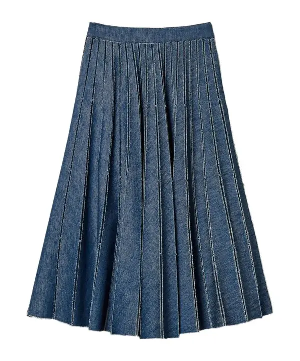 TWINSET Pleated Denim Skirt - Blue