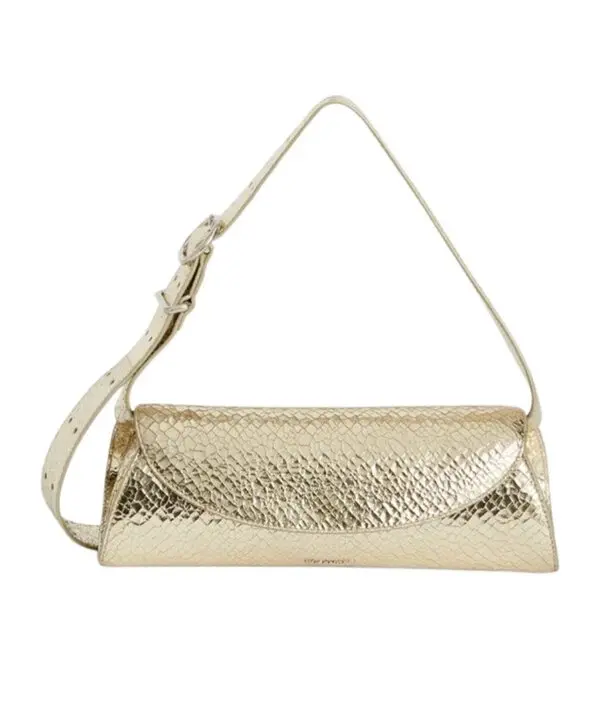 JIL SANDER Crackled Foldover Clutch Bag - Platinum