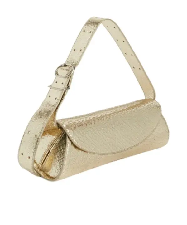 JIL SANDER Crackled Foldover Clutch Bag - Platinum